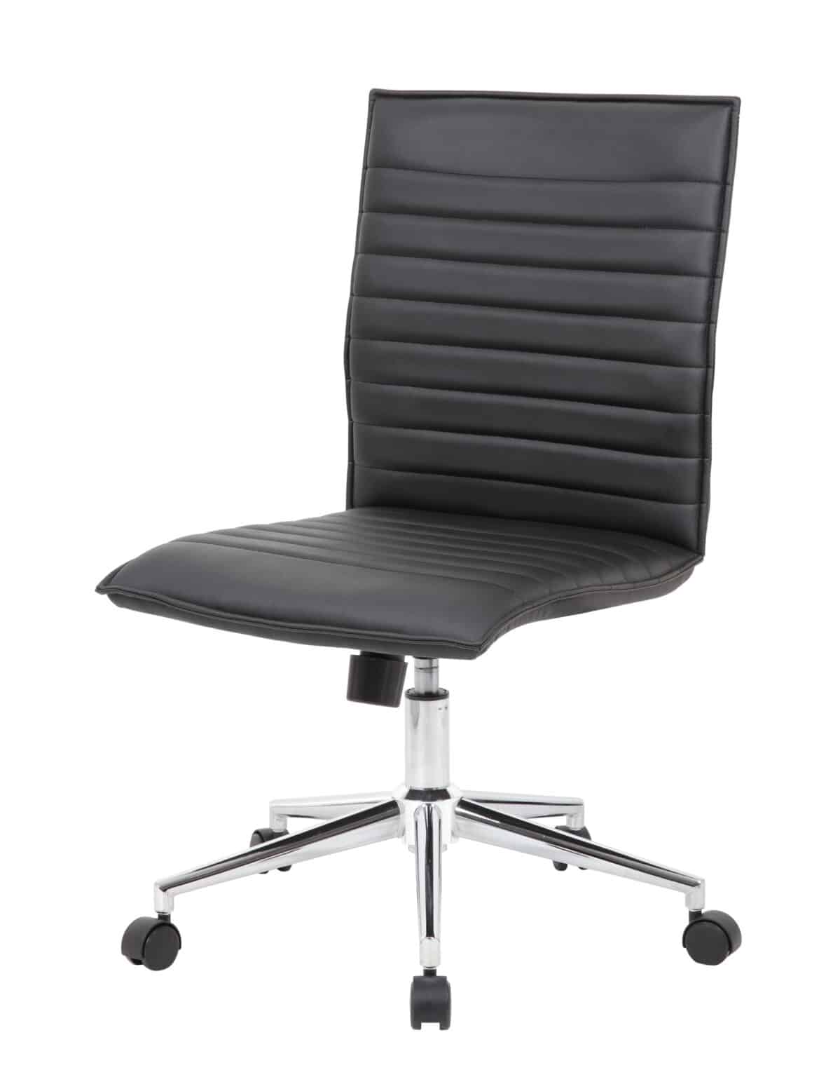 Hospitality Task Chair, PVC Vinyl - Black - Offices For Less
