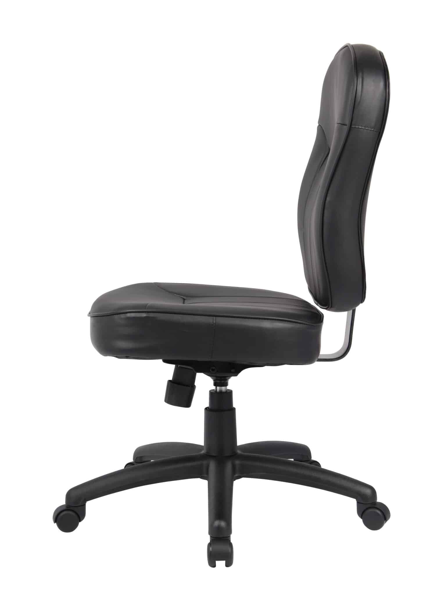 Mid-Back Task Chair, LeatherPlus - Black - Offices For Less